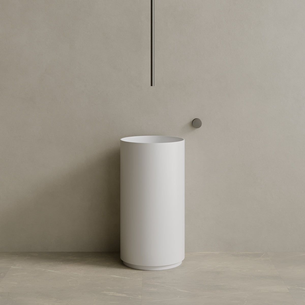 18& X 34& SOLID SURFACE STONE RESIN ROUND PEDESTAL SINK – ELEMENTO BATH